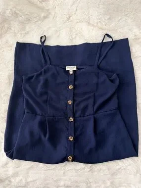 Studio | Dresses | Studio Navy Buttonfront Mini Dress With Spaghetti ...